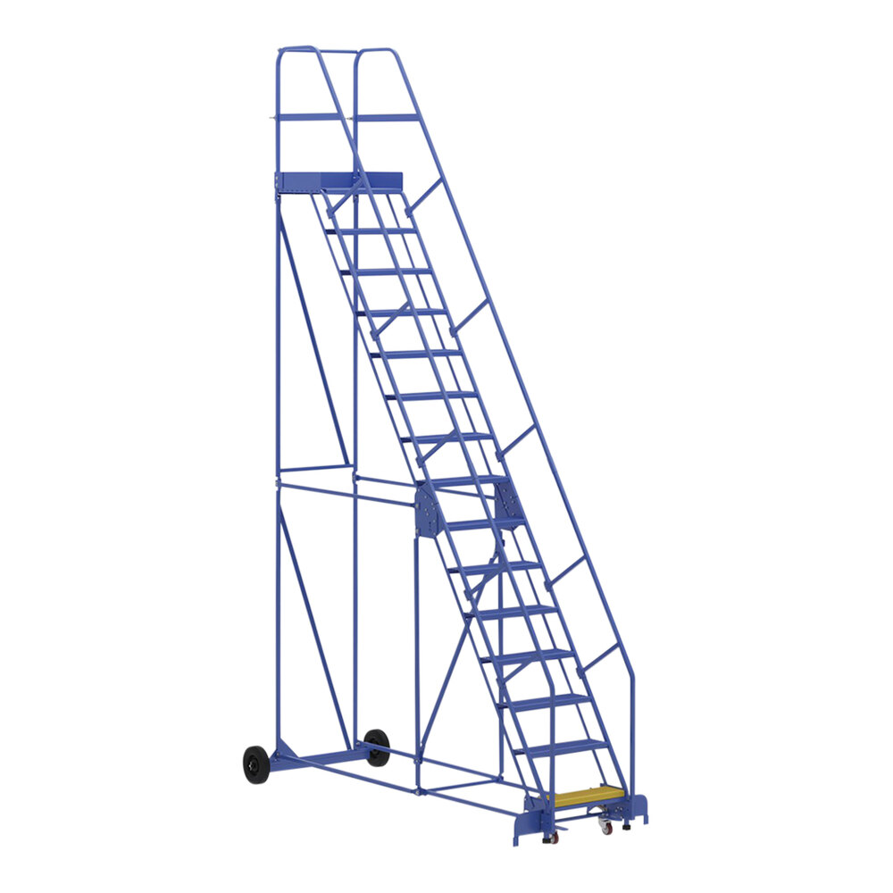 Vestil 15-Step Steel Rolling Warehouse Ladder with 23 9/16" Wide ...