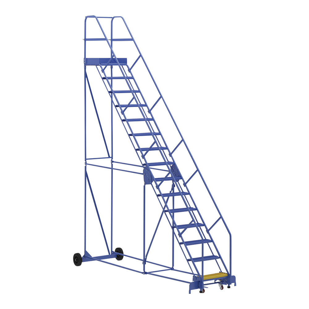 Vestil 15-Step Steel Rolling Warehouse Ladder with 23 9/16" Wide Grip ...