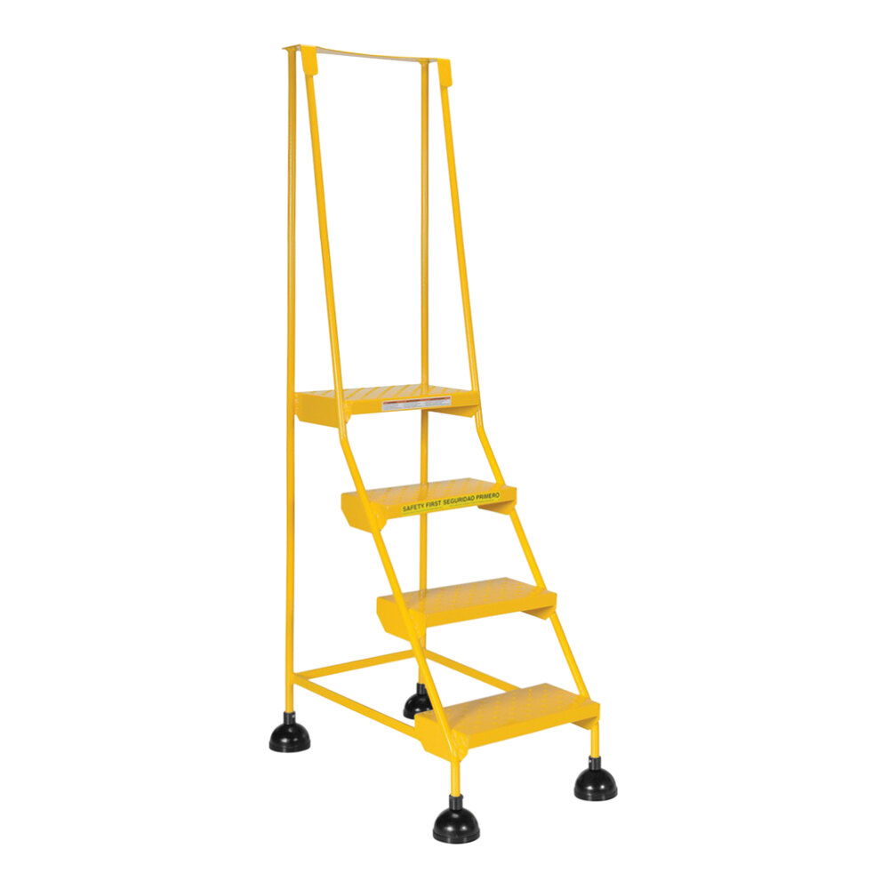 Vestil 16" x 11" x 38 3/16" Yellow 4-Step Spring-Loaded Commercial ...