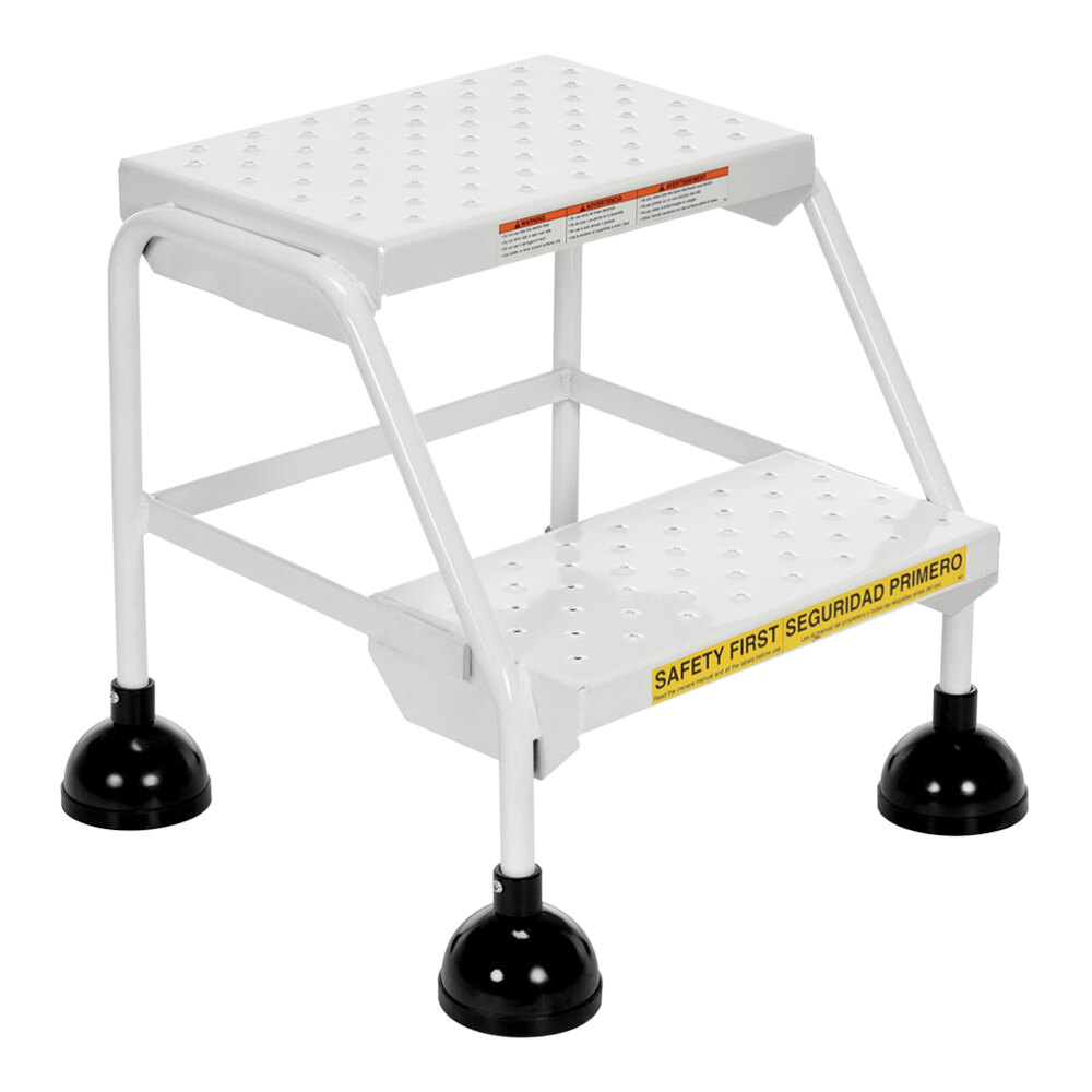 Vestil 16" x 11" x 18 1/2" White 2-Step Spring-Loaded Commercial ...