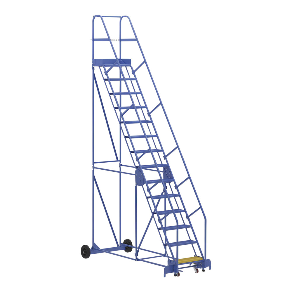 Vestil 14-Step Steel Rolling Warehouse Ladder with 23 9/16" Wide ...