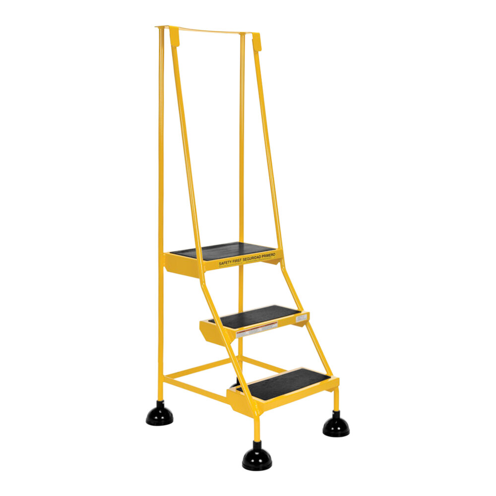 Vestil 16" x 11" x 28 11/16" Yellow 3-Step Spring-Loaded Commercial ...