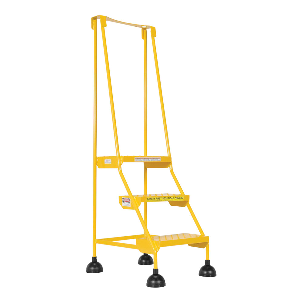 Vestil 16" x 11" x 28 11/16" Yellow 3-Step Spring-Loaded Commercial ...