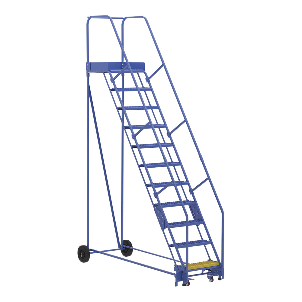 Vestil 11-Step Steel Rolling Warehouse Ladder with 23 9/16" Wide Grip ...