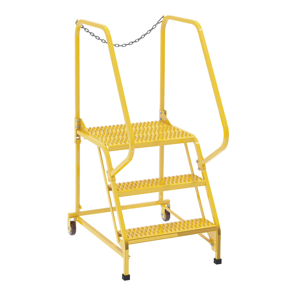 Vestil 24" x 21" x 30" Yellow 3-Step Steel Maintenance Ladder with Grip ...