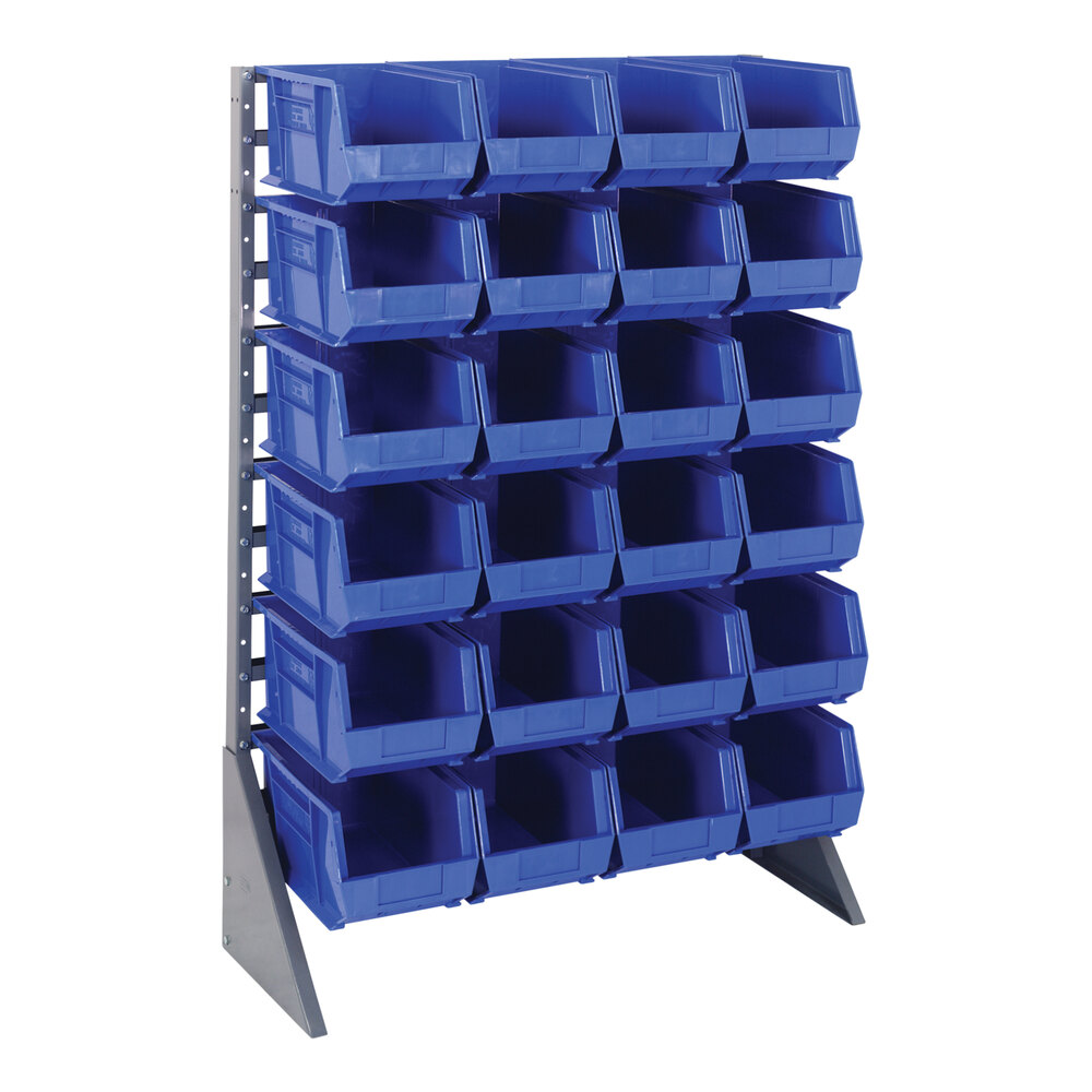 Quantum 36" x 15" x 53" Gray Steel Rail Rack with (24) 14 3/4" x 8 1/4 ...