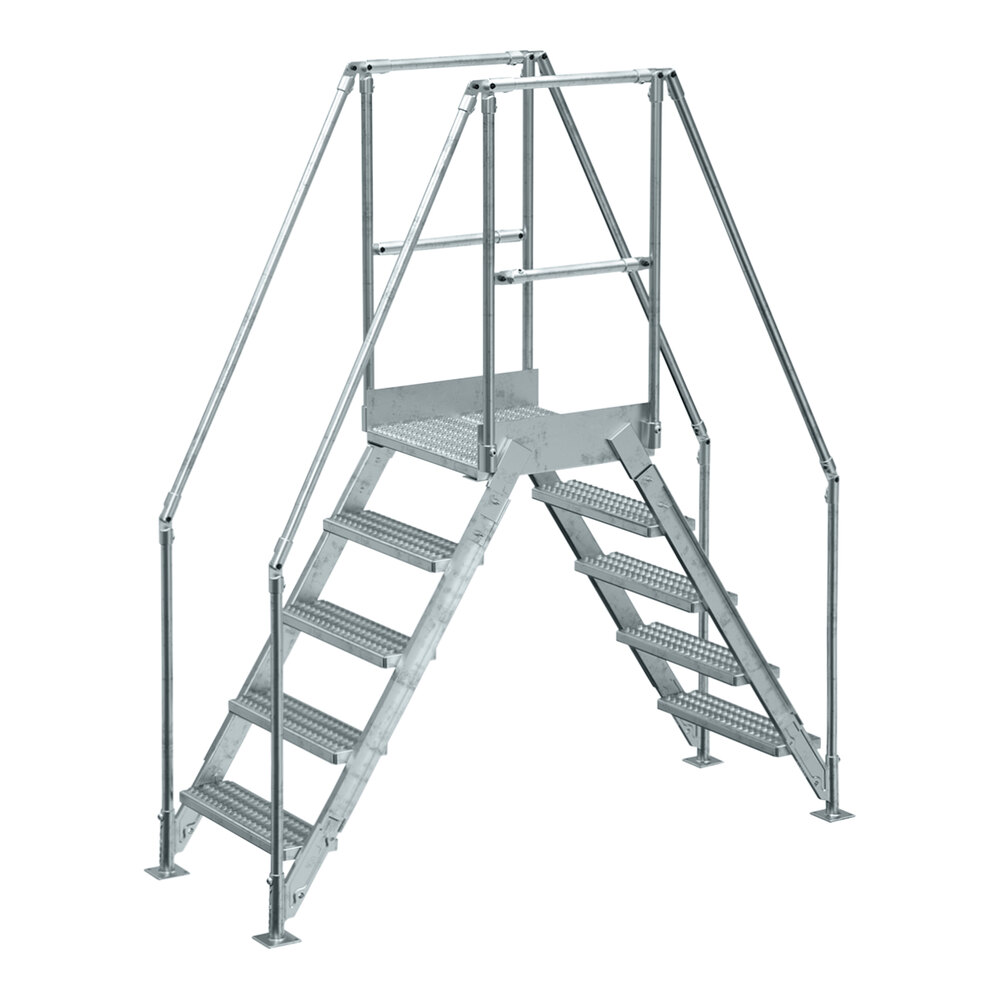 Vestil 23 1/2" x 24" 5-Step Galvanized Steel Crossover Ladder COL-5-46 ...