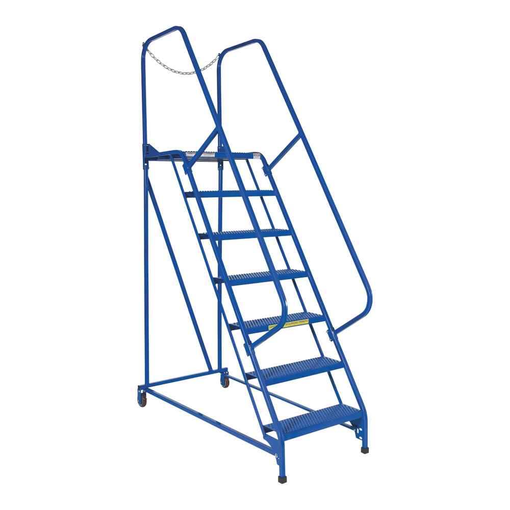 Vestil 24" x 21" x 70" Blue 7-Step Steel Maintenance Ladder with ...