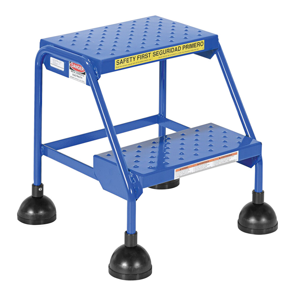 Vestil 16" x 11" x 18 1/2" Blue 2-Step Spring-Loaded Commercial Rolling ...
