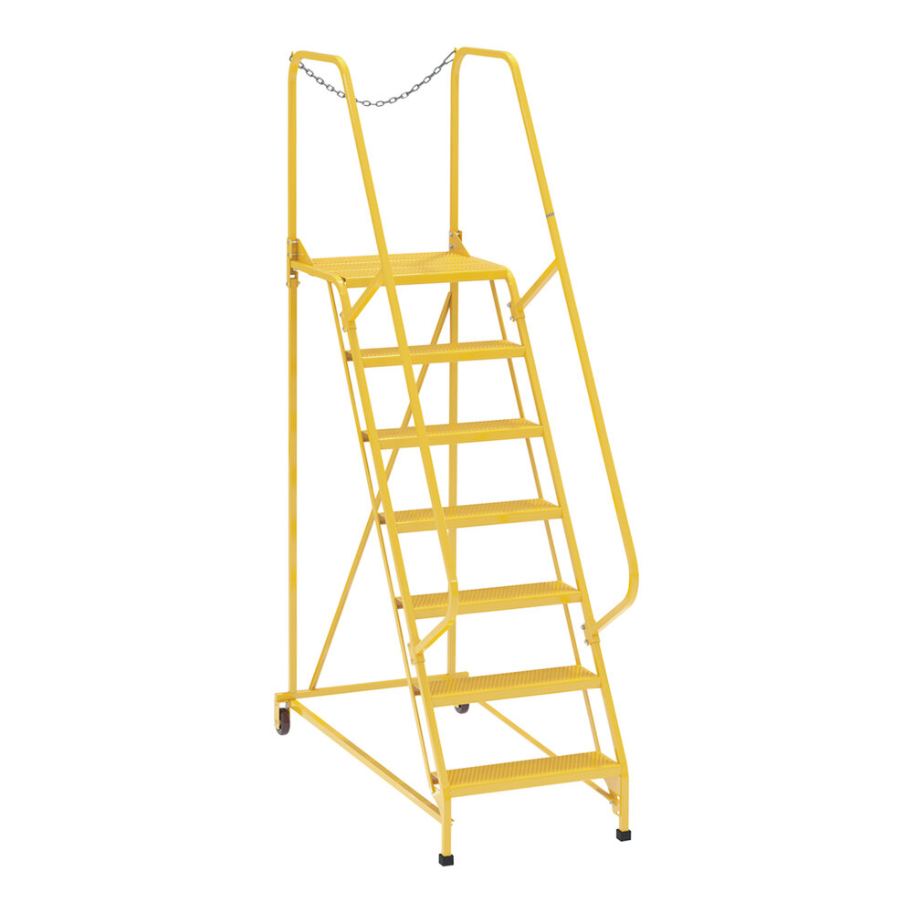 Vestil 24" x 21" x 70" Yellow 7-Step Steel Maintenance Ladder with ...