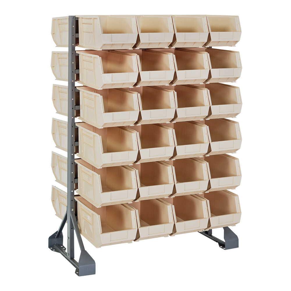 Quantum 36" x 20" x 53" Gray Steel Double-Sided Rail Rack with (48) 14 ...