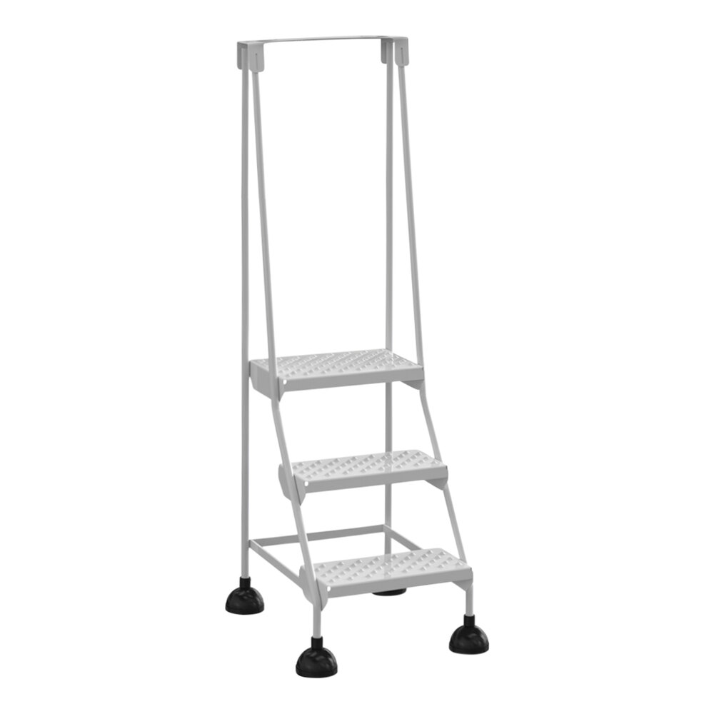 Vestil 16" x 11" x 28 11/16" White 3-Step Spring-Loaded Commercial ...