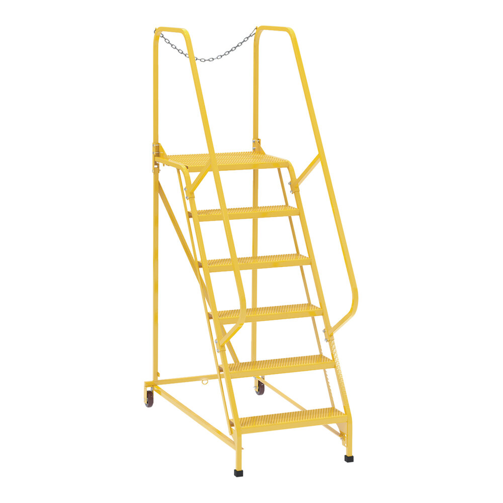 Vestil 24" x 21" x 60" Yellow 6-Step Steel Maintenance Ladder with ...