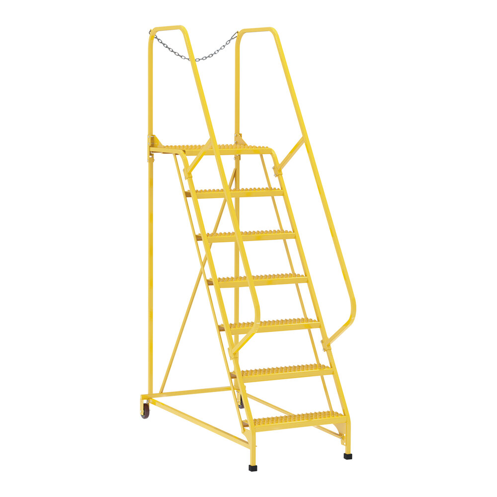 Vestil 24" x 21" x 70" Yellow 7-Step Steel Maintenance Ladder with Grip ...