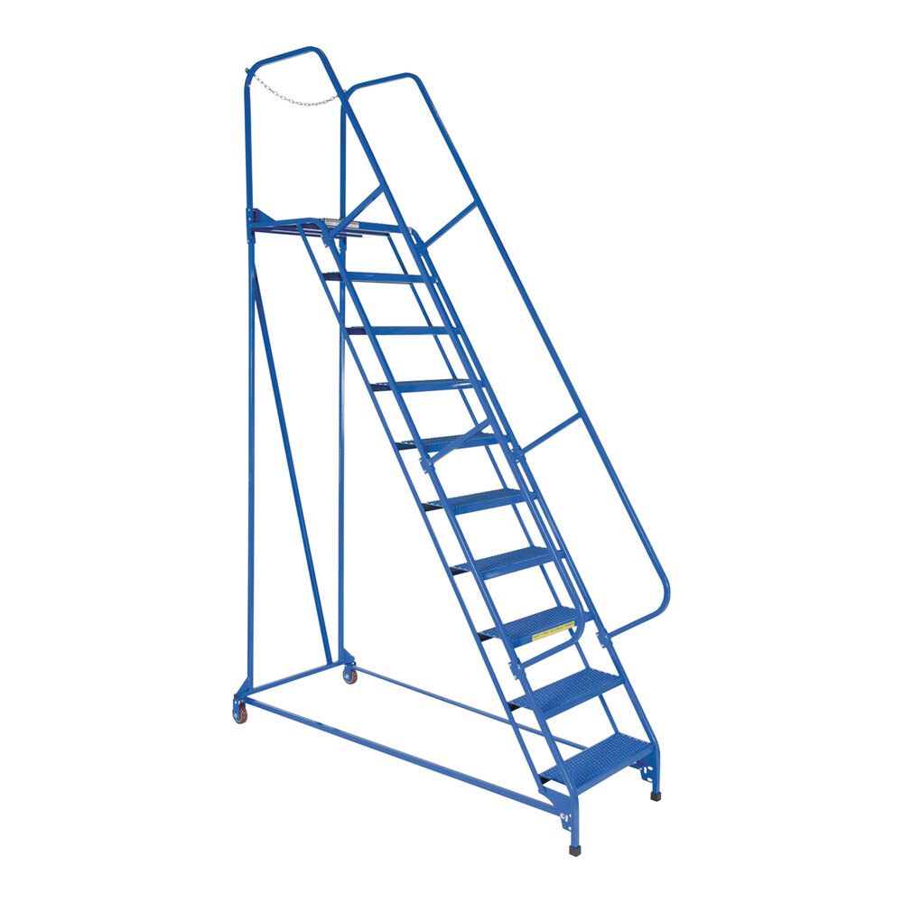 Vestil 24" x 21" x 100" Blue 10-Step Steel Maintenance Ladder with ...