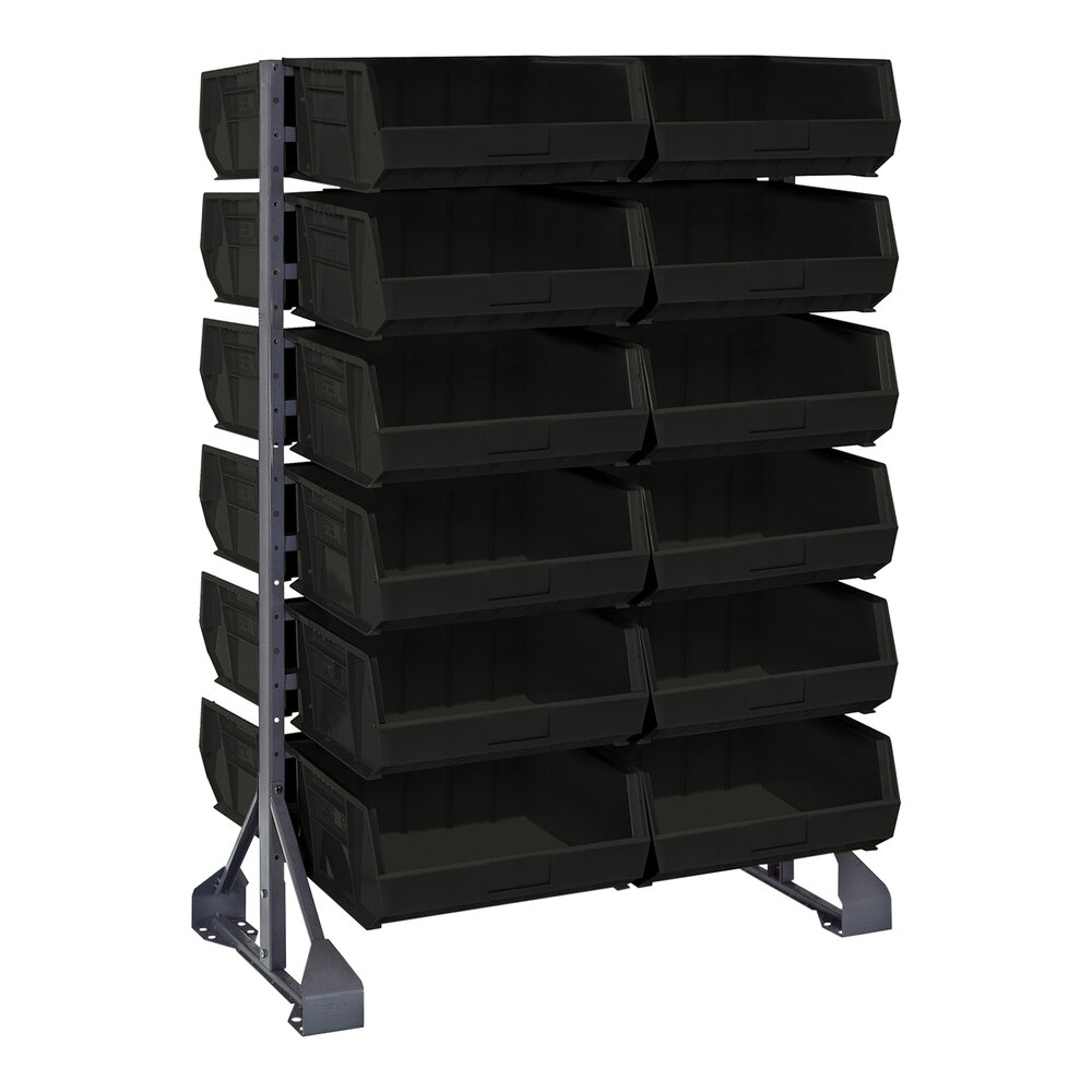 Quantum 36" x 20" x 53" Gray Steel Double-Sided Rail Rack with (24) 14 ...