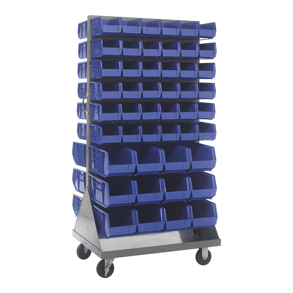 Quantum 36" x 25" x 72" Gray Steel Mobile Double-Sided Louvered Rack ...