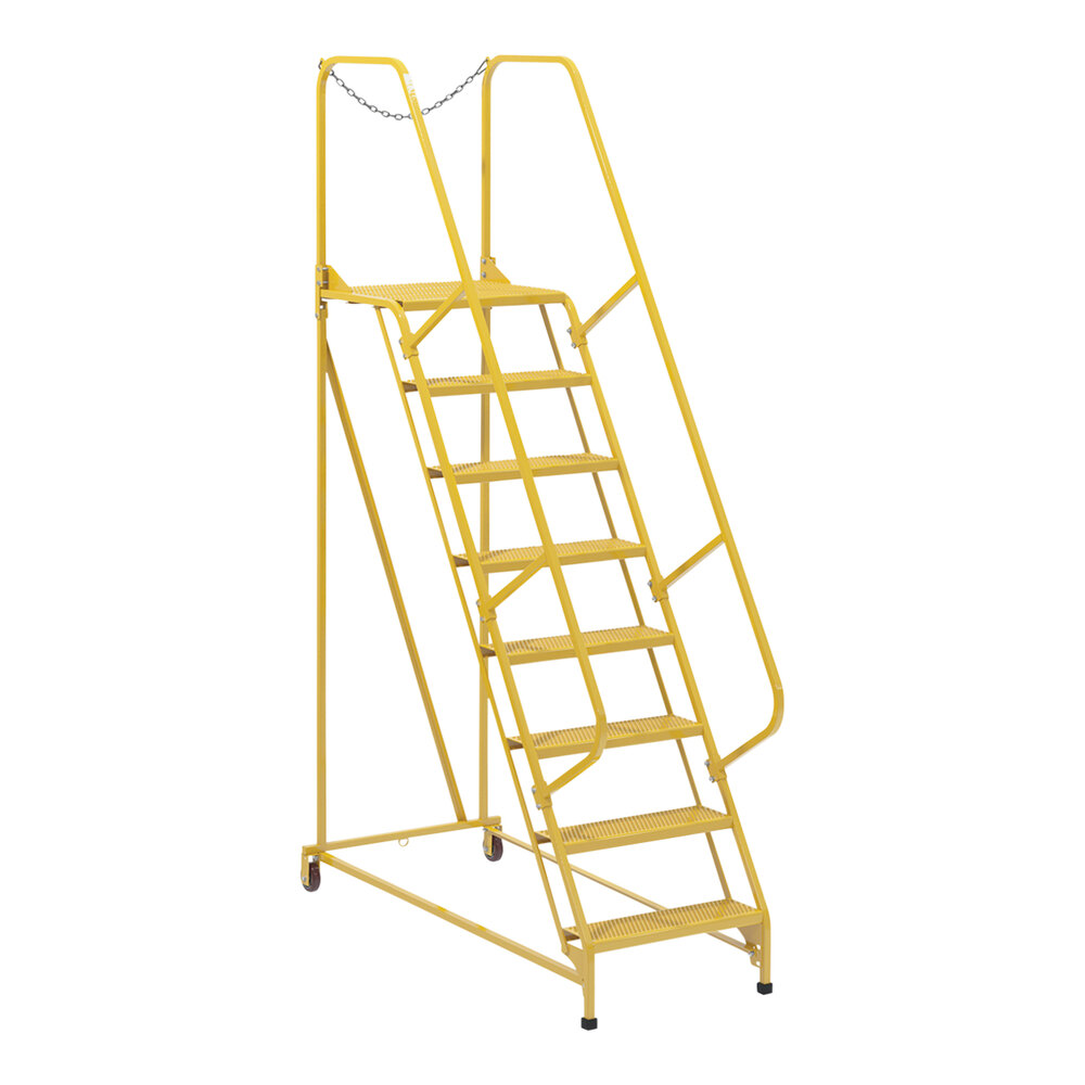Vestil 24" x 21" x 80" Yellow 8-Step Steel Maintenance Ladder with ...