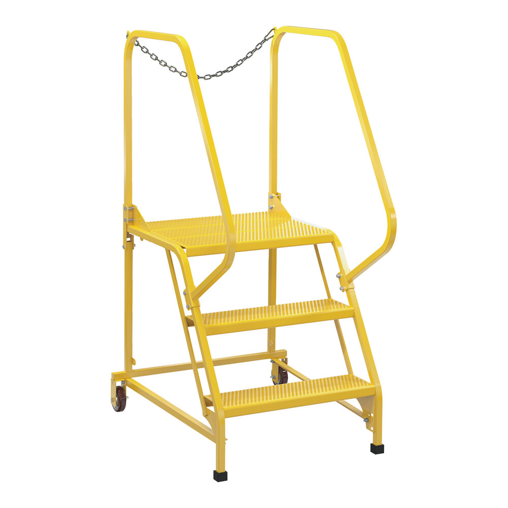 Vestil 24" x 21" x 30" Yellow 3-Step Steel Maintenance Ladder with ...