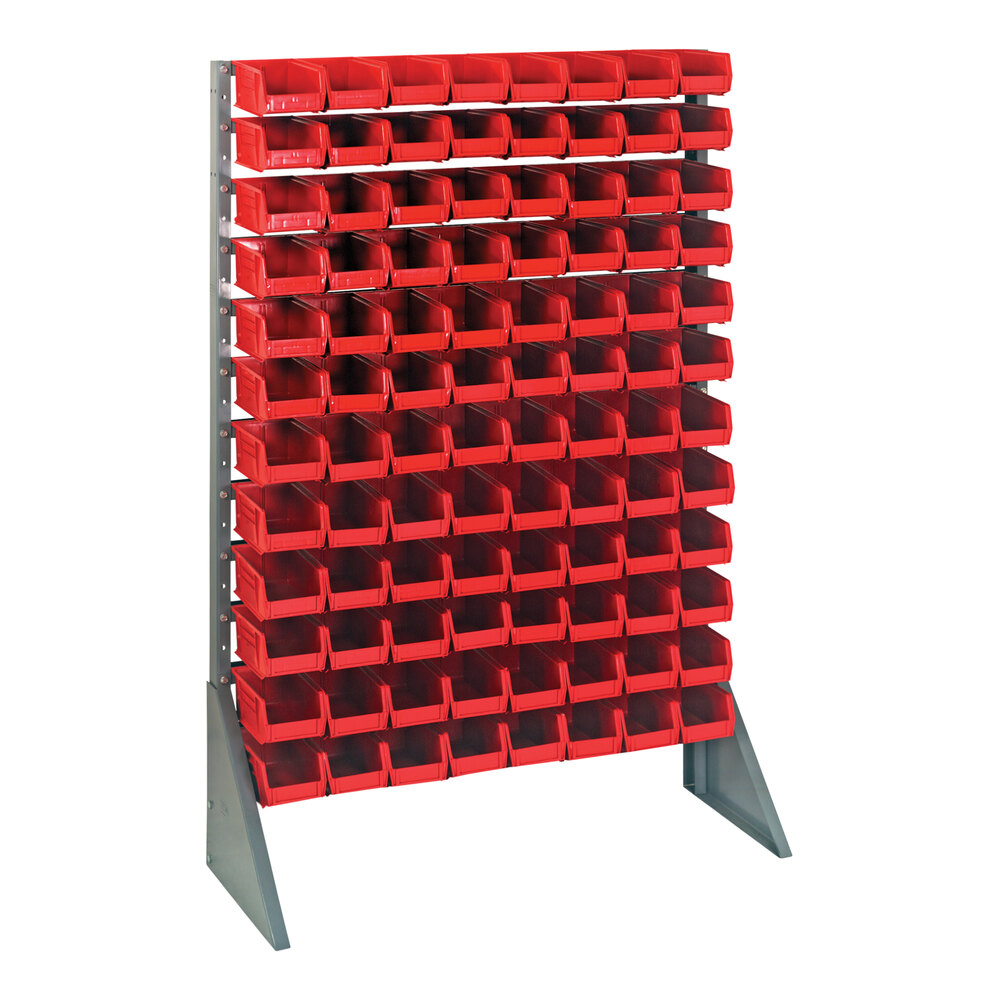 Quantum 36" x 15" x 53" Gray Steel Rail Rack with (96) 7 3/8" x 4 1/8 ...