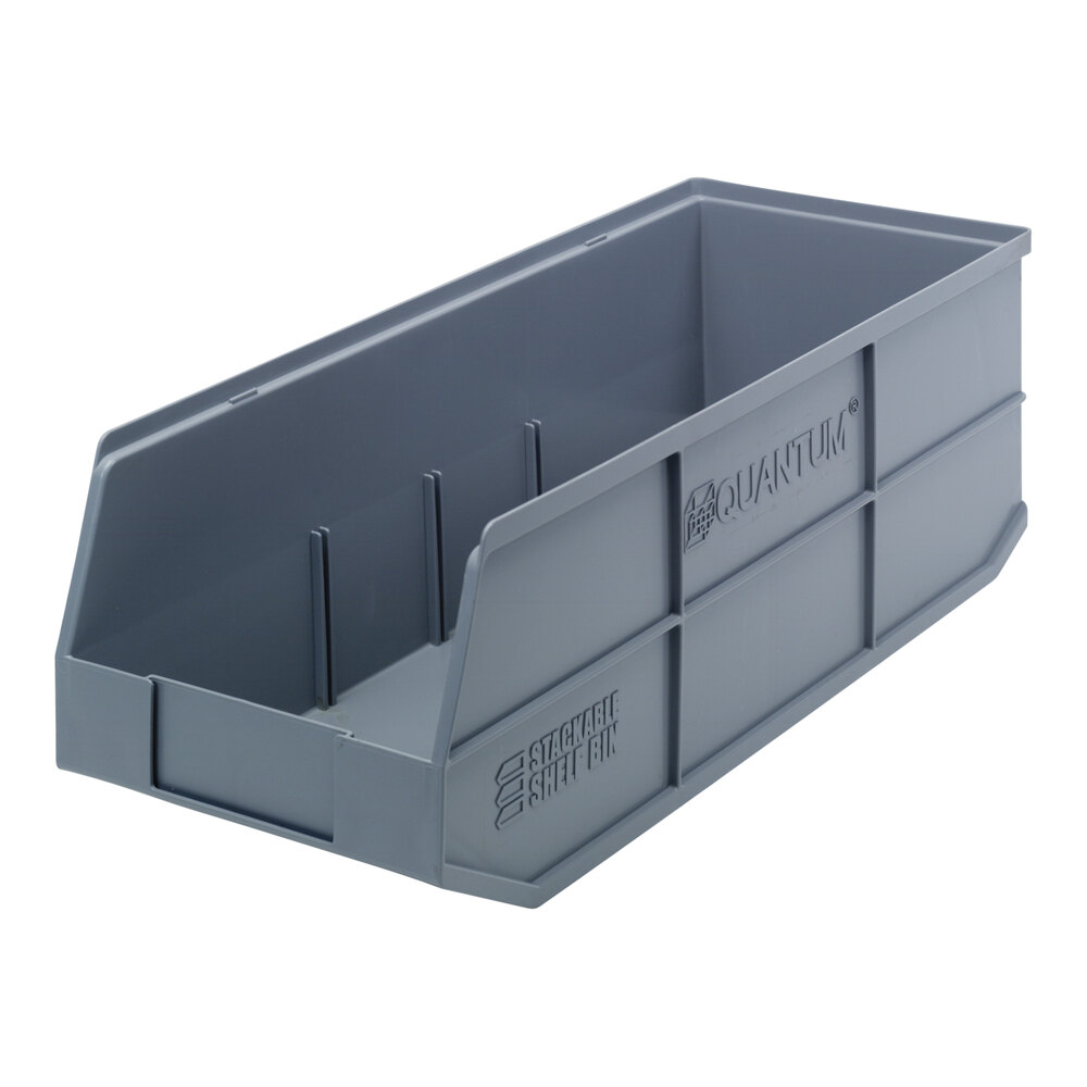 Quantum 20 1/2" x 8 1/4" x 7" Gray Stackable Shelf Bin SSB483GY