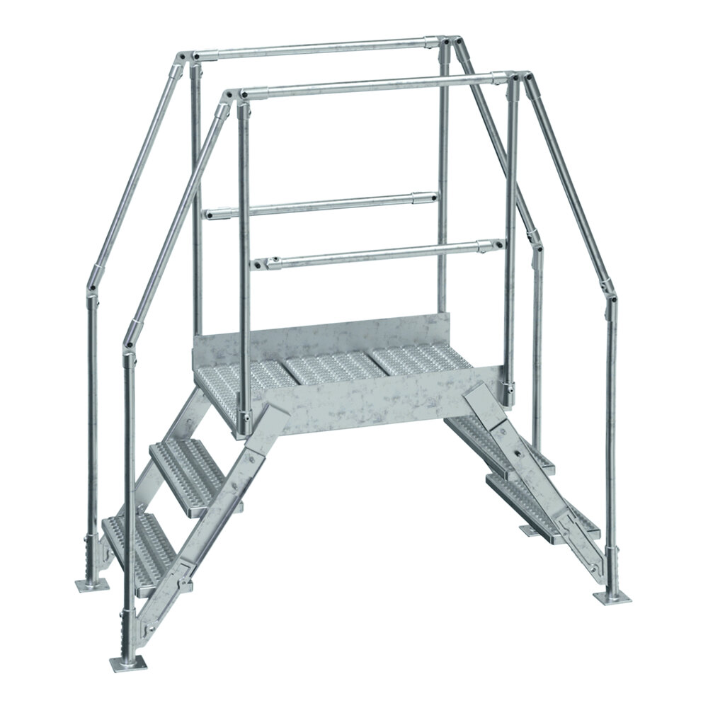 Vestil 23 1/2" x 36" 3-Step Galvanized Steel Crossover Ladder COL-3-26 ...