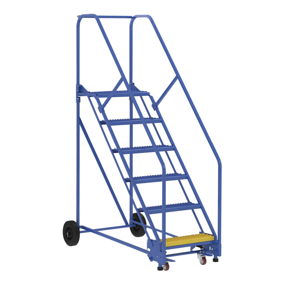 Vestil 6-Step Steel Rolling Warehouse Ladder with 23 9/16" Wide Grip ...
