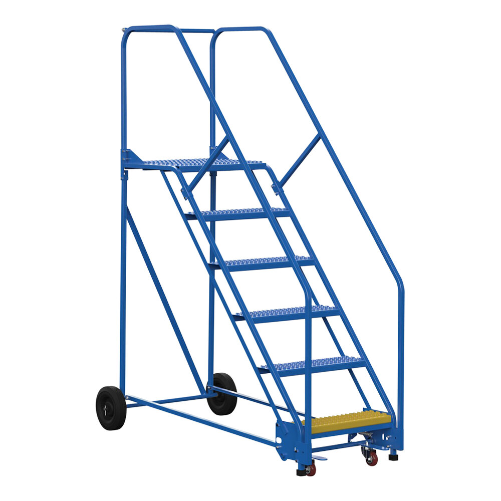 Vestil 6-Step Steel Rolling Warehouse Ladder with 23 9/16" Wide Grip ...