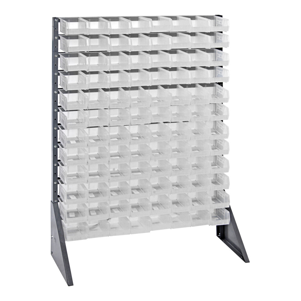 Quantum 36" x 15" x 53" Gray Steel Rail Rack with (96) 7 3/8" x 4 1/8 ...