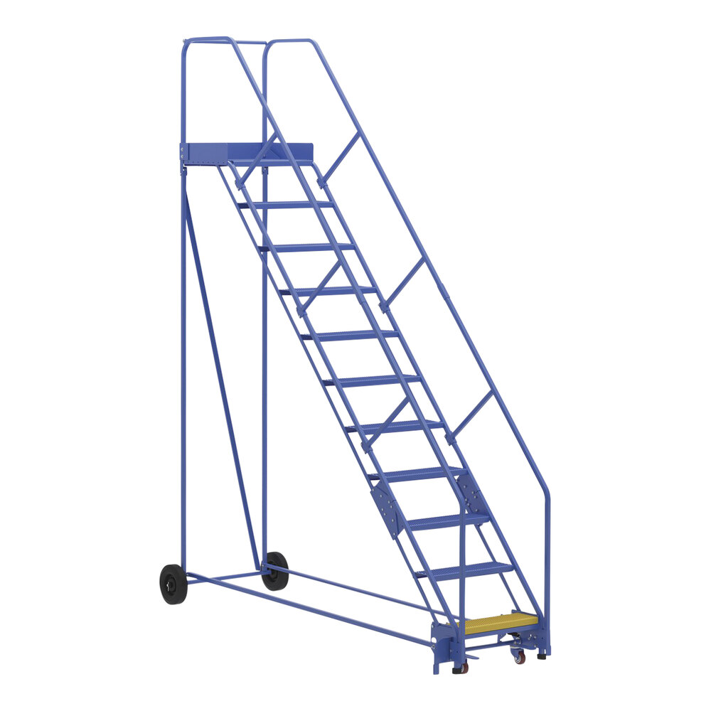 Vestil 11-Step Steel Rolling Warehouse Ladder with 23 9/16" Wide ...