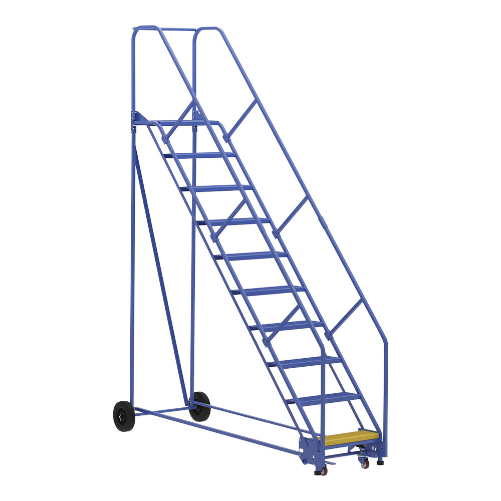 Vestil 10-Step Steel Rolling Warehouse Ladder with 23 9/16" Wide ...