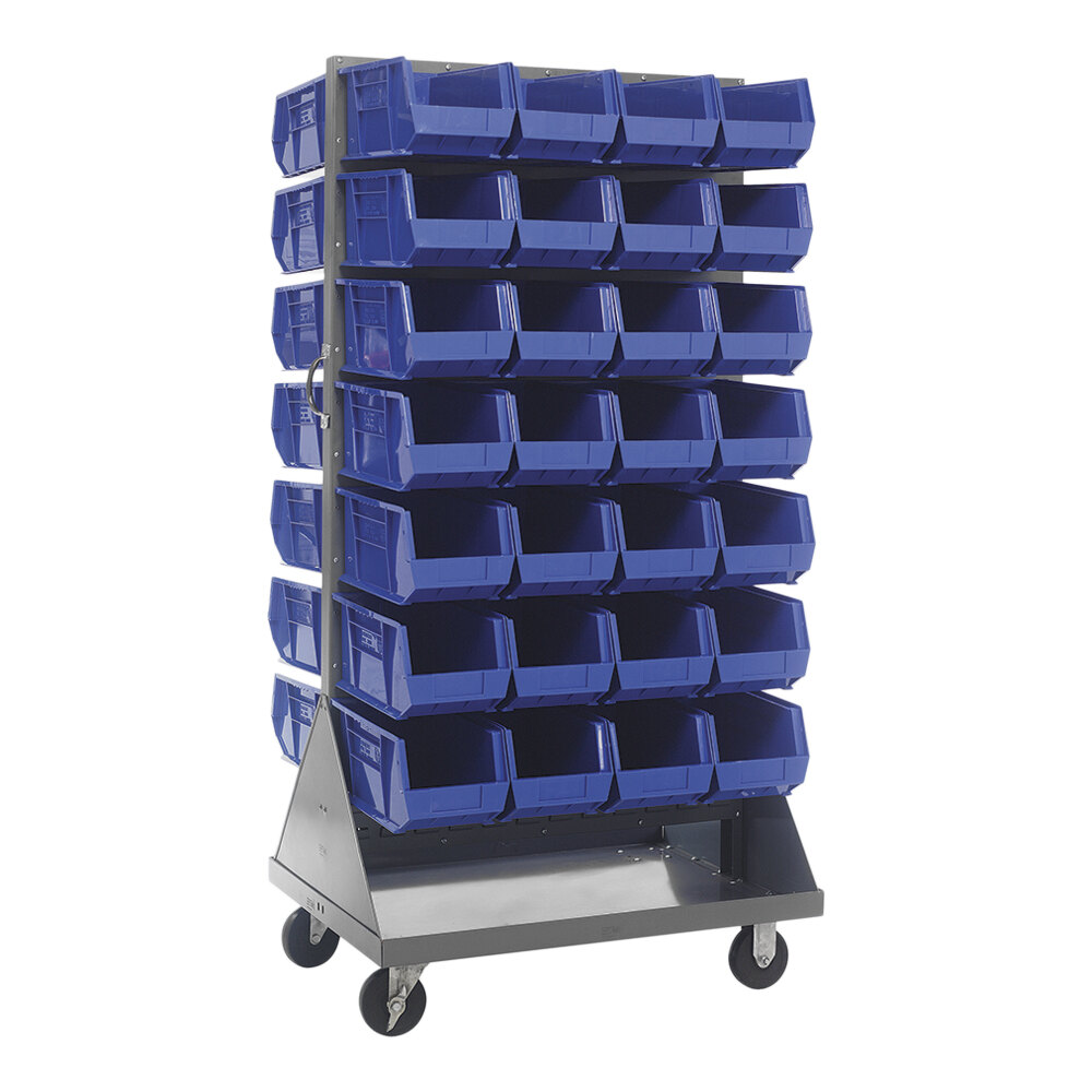 Quantum 36" x 25" x 72" Gray Steel Mobile Double-Sided Louvered Rack ...