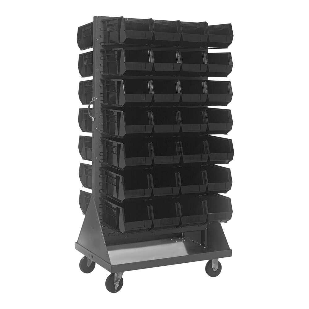 Quantum 36" x 25" x 72" Gray Steel Mobile Double-Sided Louvered Rack ...
