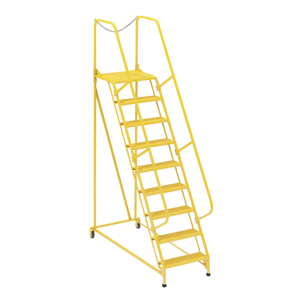 Vestil 24" x 21" x 90" Yellow 9-Step Steel Maintenance Ladder with ...