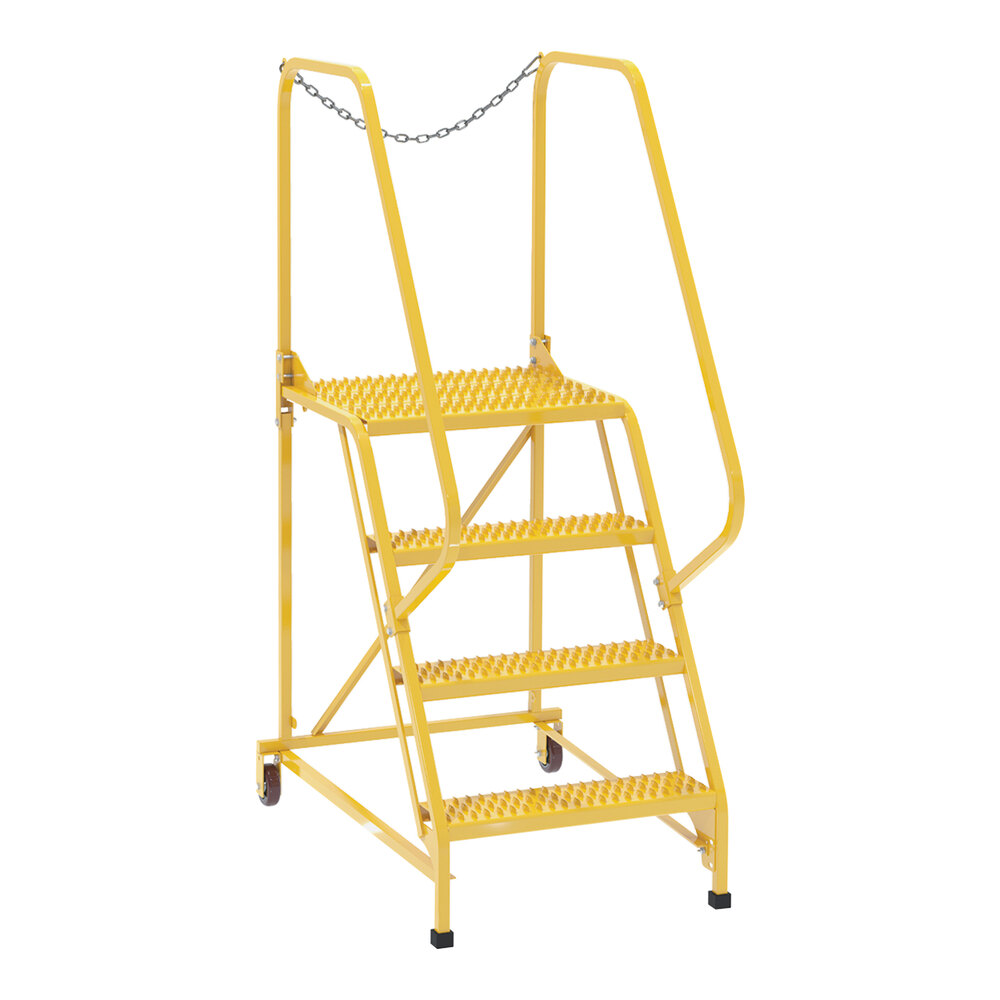 Vestil 24" x 21" x 40" Yellow 4-Step Steel Maintenance Ladder with Grip ...