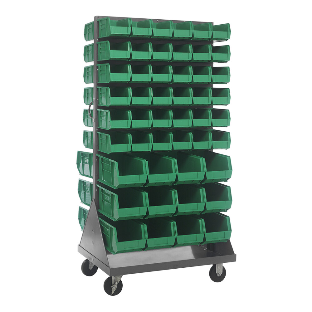 Quantum 36" x 25" x 72" Gray Steel Mobile Double-Sided Louvered Rack ...