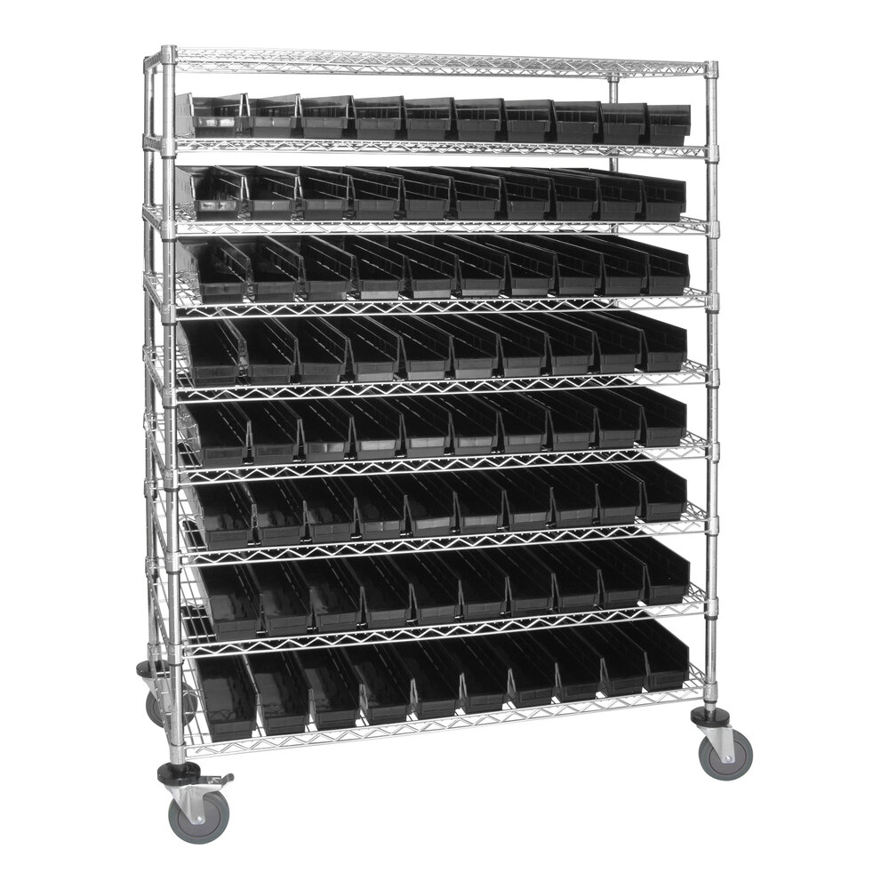Quantum 48" x 24" x 69" Carbon Steel Mobile Medical Cart with 9 Wire ...