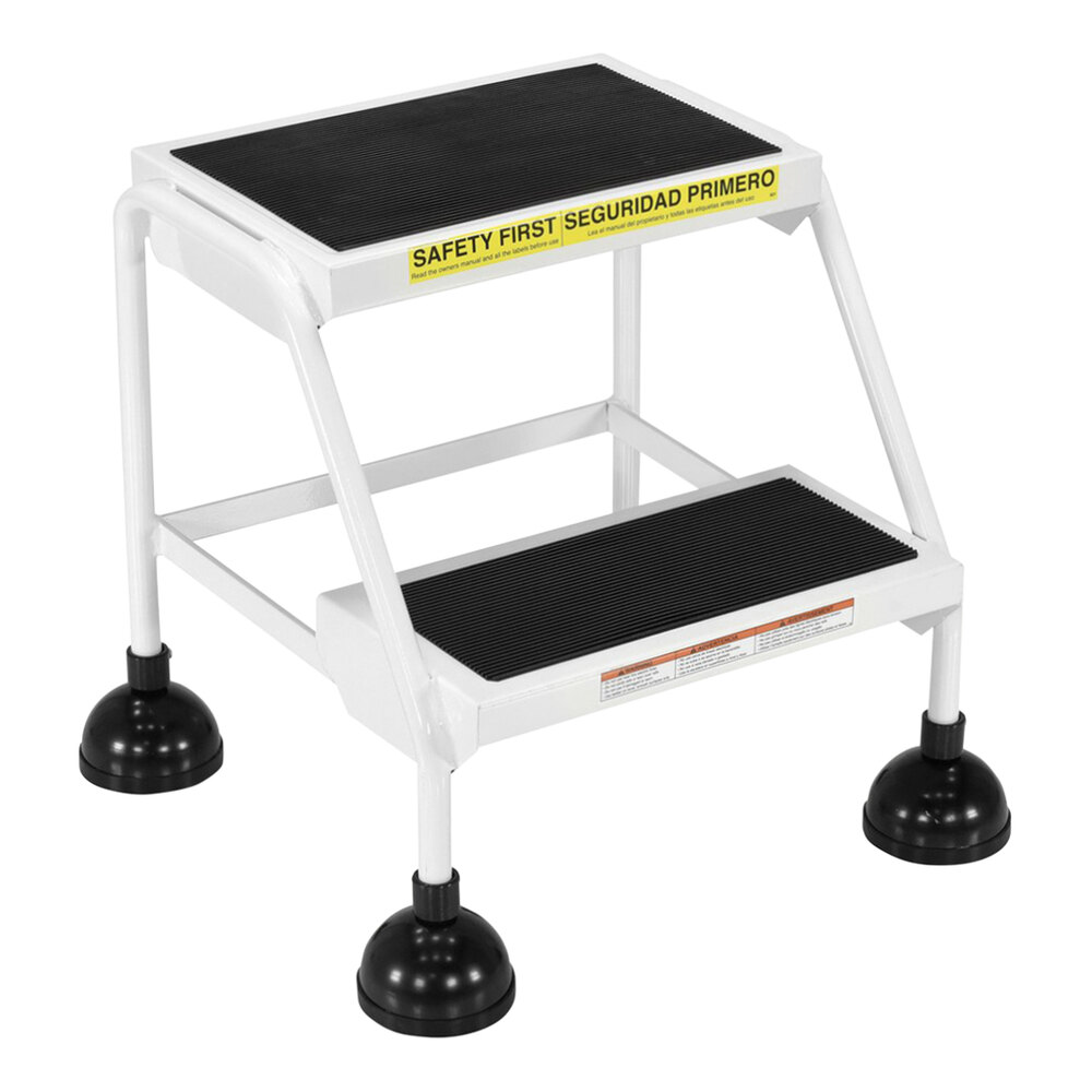 Vestil 16" x 11" x 18 1/2" White 2-Step Spring-Loaded Commercial ...