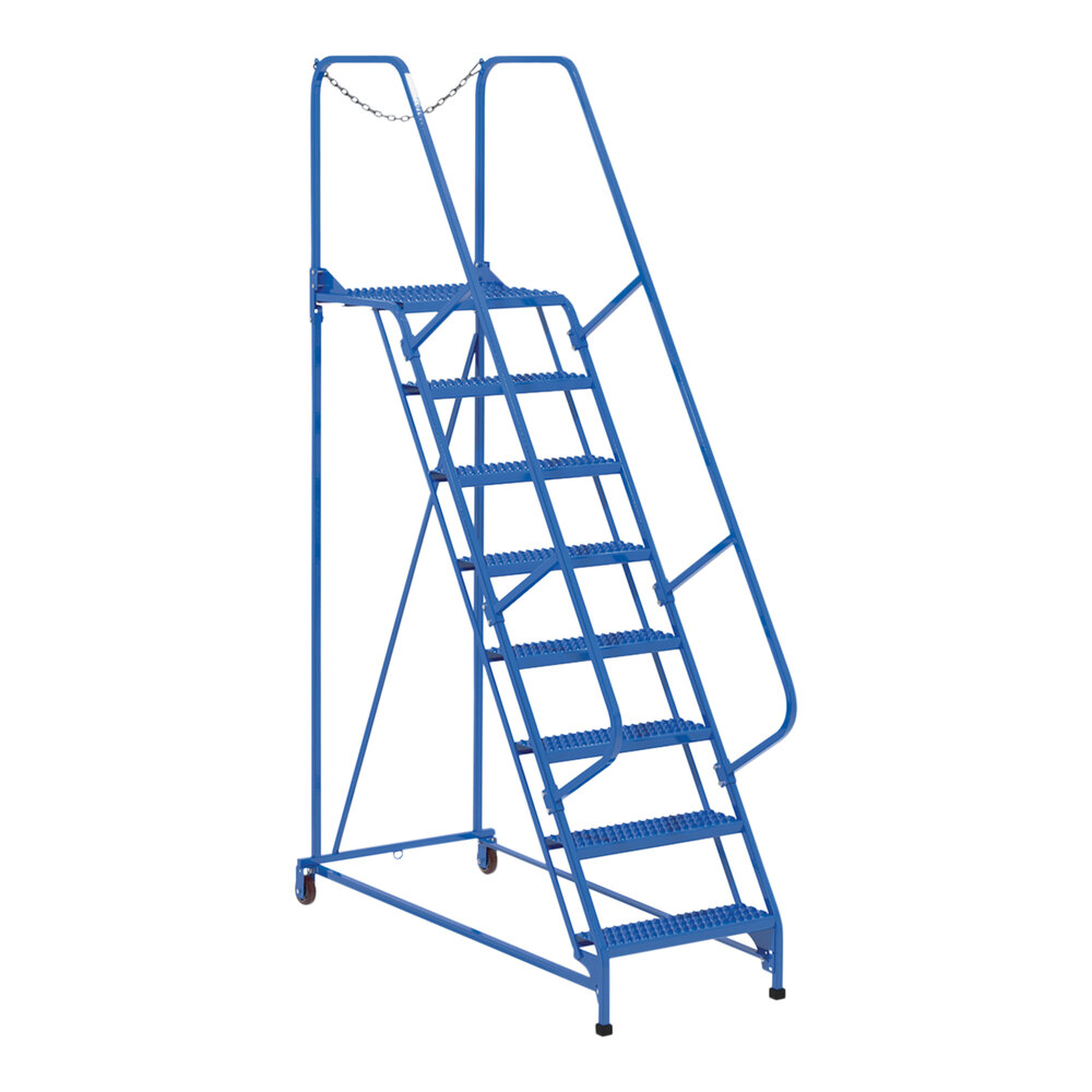 Vestil 24" x 21" x 80" Blue 8-Step Steel Maintenance Ladder with Grip ...