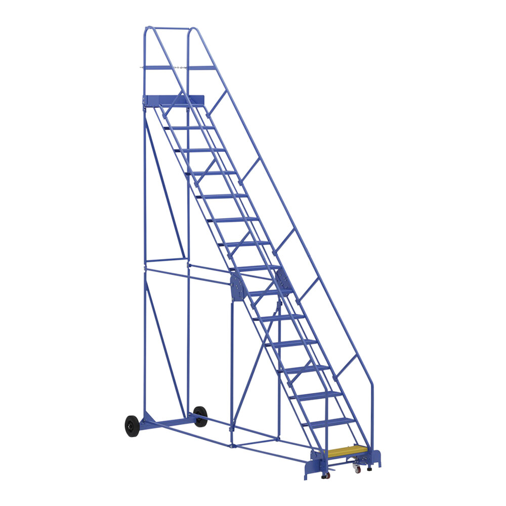 Vestil 15-Step Steel Rolling Warehouse Ladder with 23 9/16" Wide ...