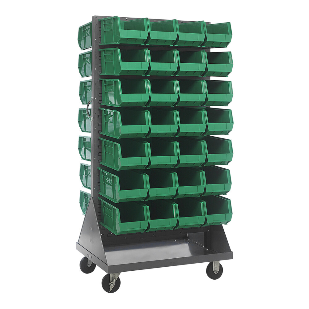 Quantum 36" x 25" x 72" Gray Steel Mobile Double-Sided Louvered Rack ...