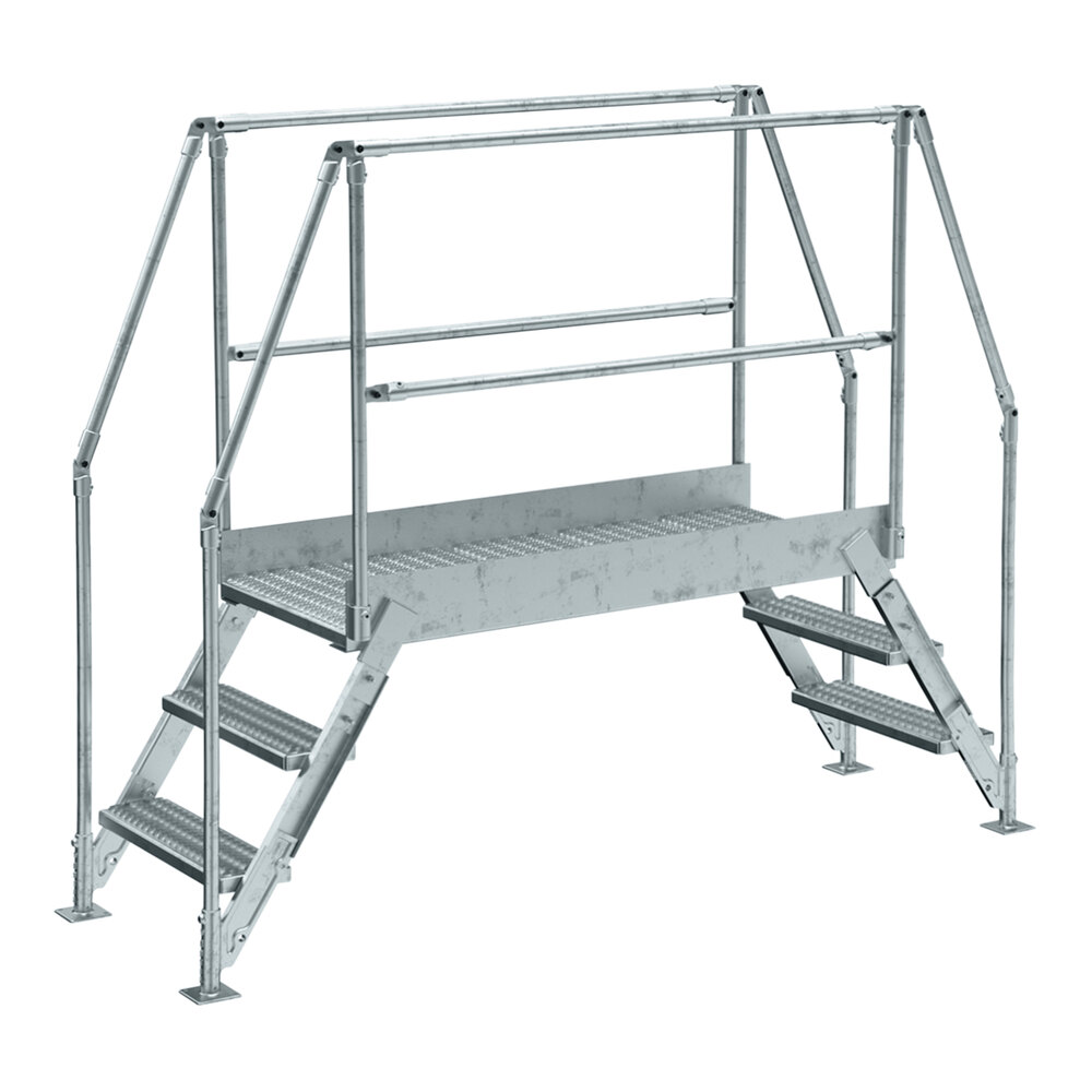 Vestil 23 1/2" x 60" 3-Step Galvanized Steel Crossover Ladder COL-3-26 ...