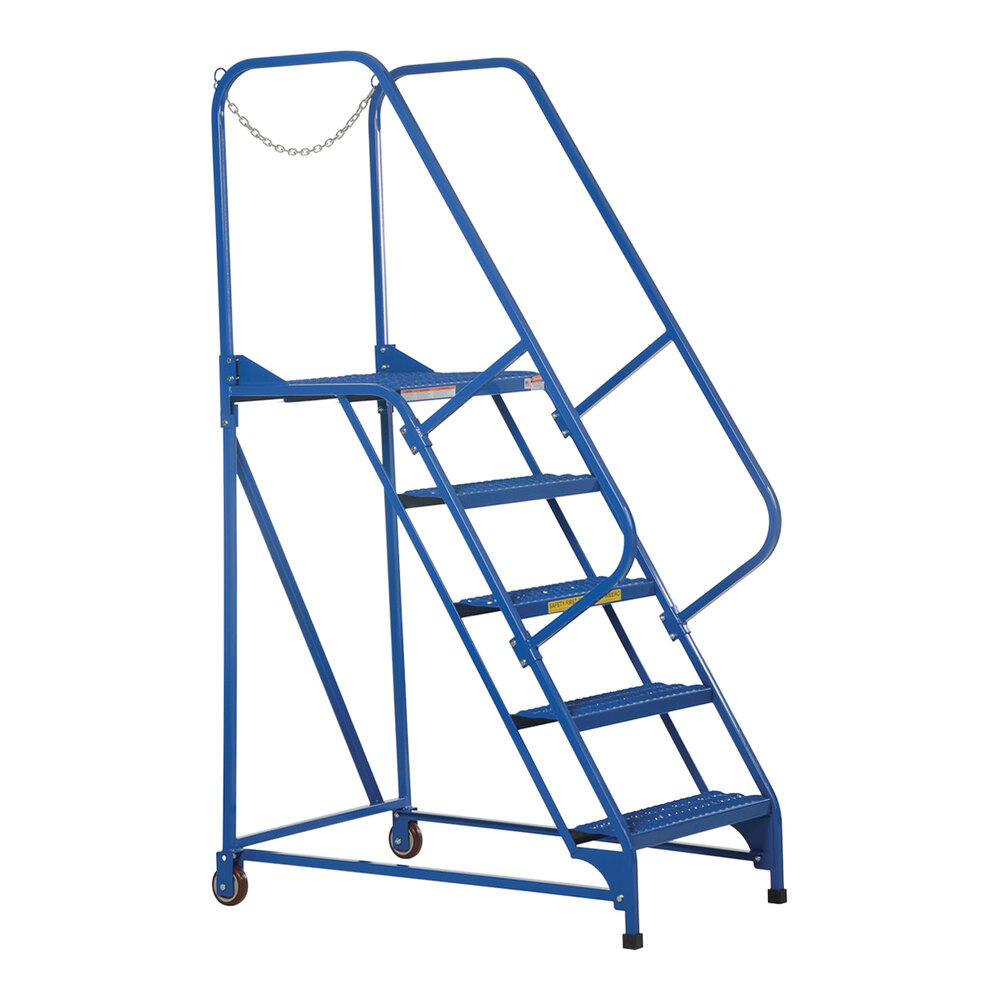 Vestil 24" x 21" x 50" Blue 5-Step Steel Maintenance Ladder with Grip ...