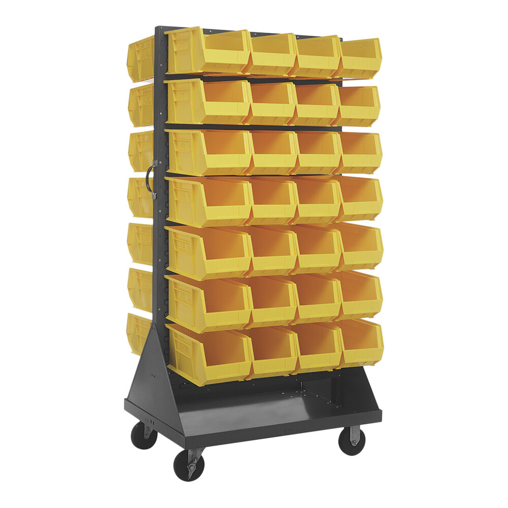 Quantum 36" x 25" x 72" Gray Steel Mobile Double-Sided Louvered Rack ...