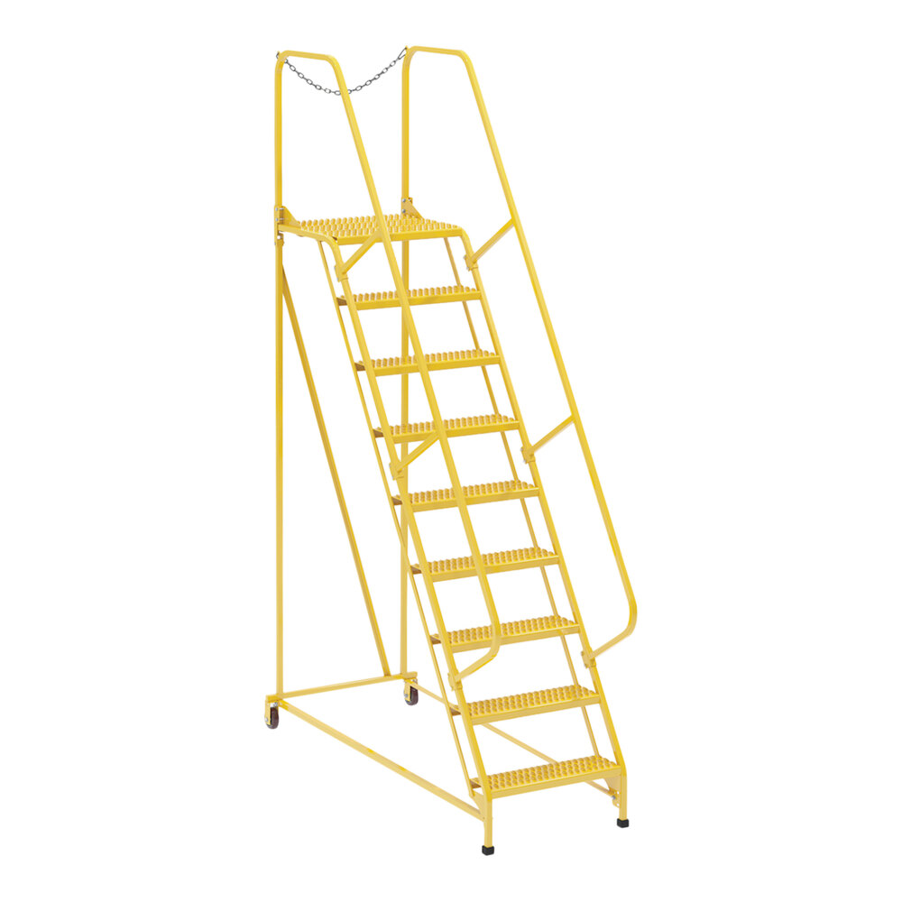 Vestil 24" x 21" x 90" Yellow 9-Step Steel Maintenance Ladder with Grip ...