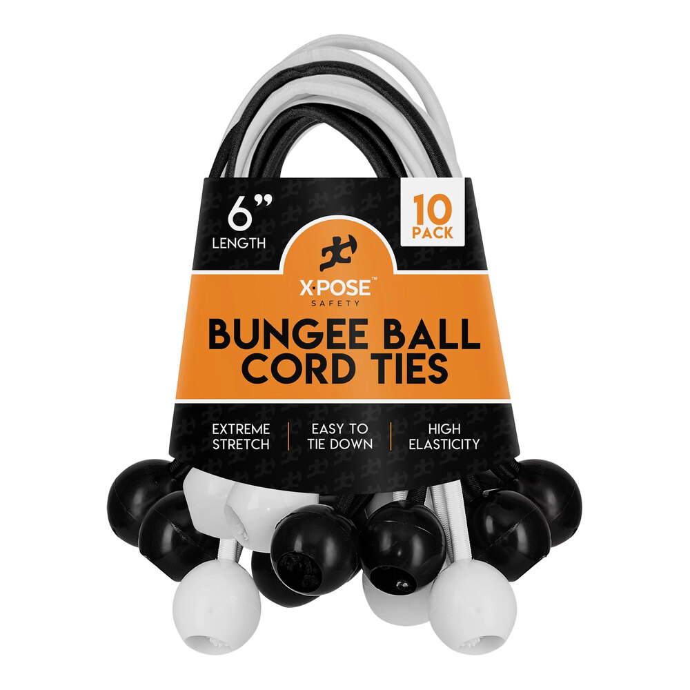 Xpose Safety 6" Assorted Black and White Heavy-Duty Bungee Ball Cords ...