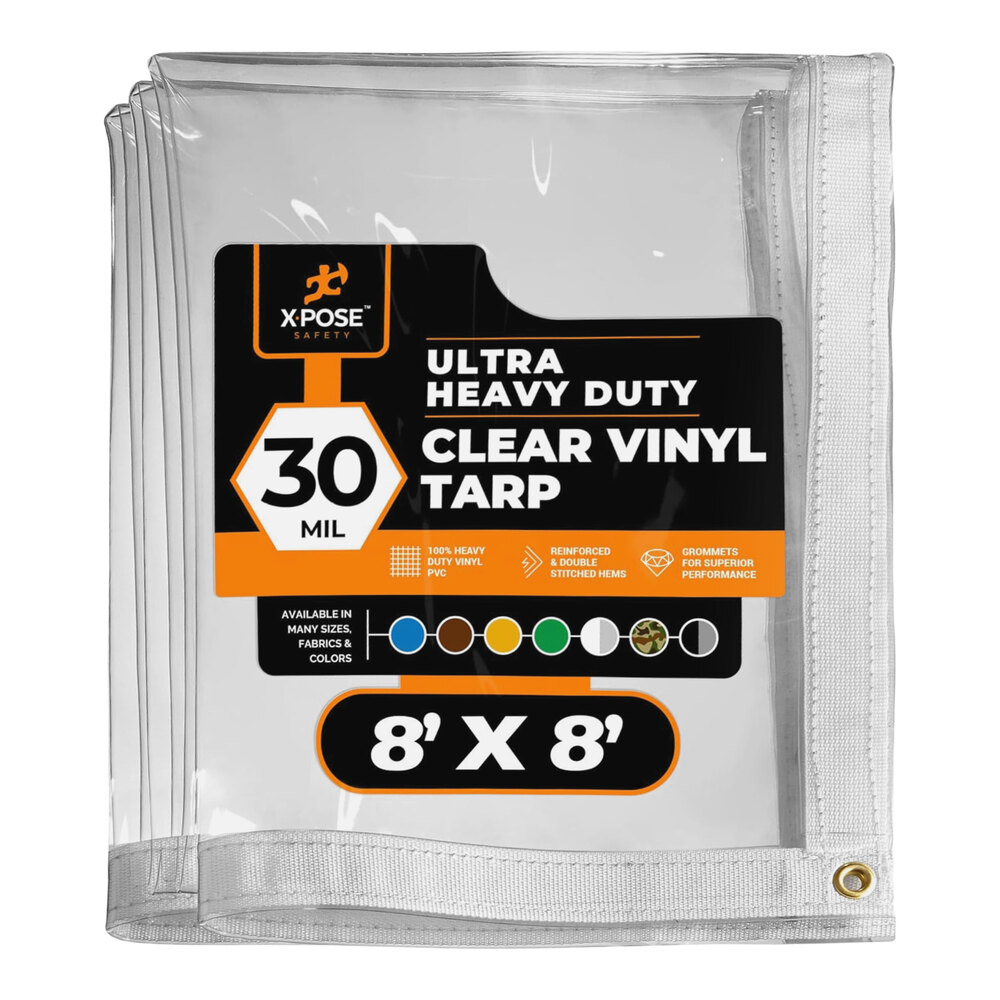 Xpose Safety 8' x 8' Clear Super Heavy-Duty Weatherproof 30 Mil PVC ...