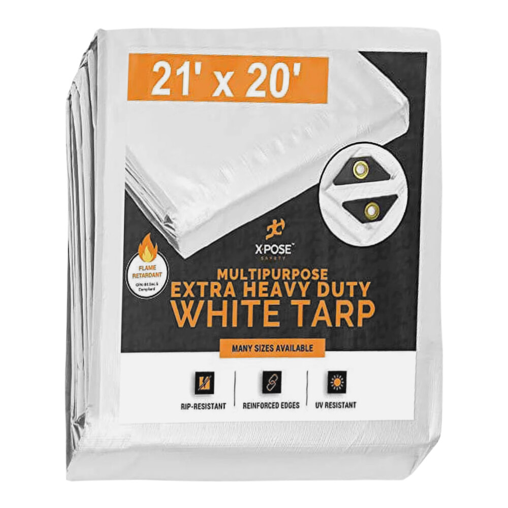 Xpose Safety 21' x 20' White Heavy-Duty Weatherproof Fire-Retardant 8 ...