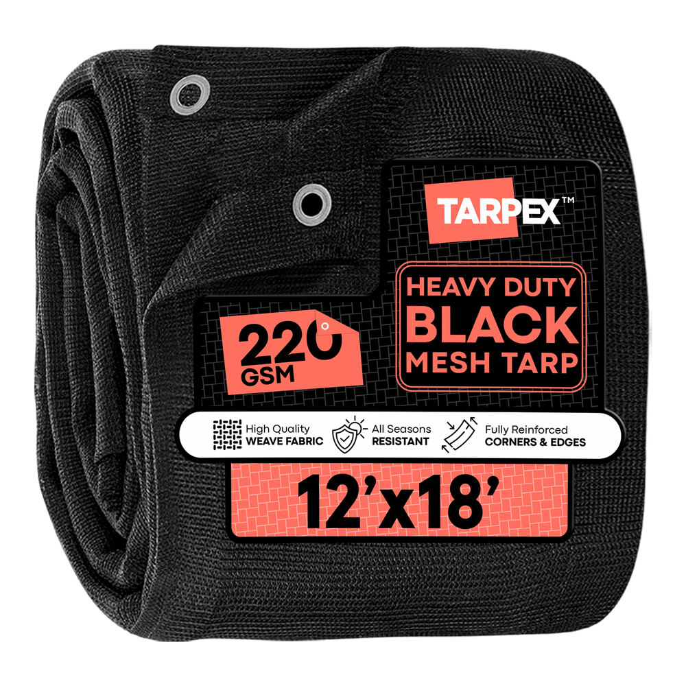 Tarpex 12' x 18' Black Heavy-Duty Weather-Resistant 6.5 oz ...