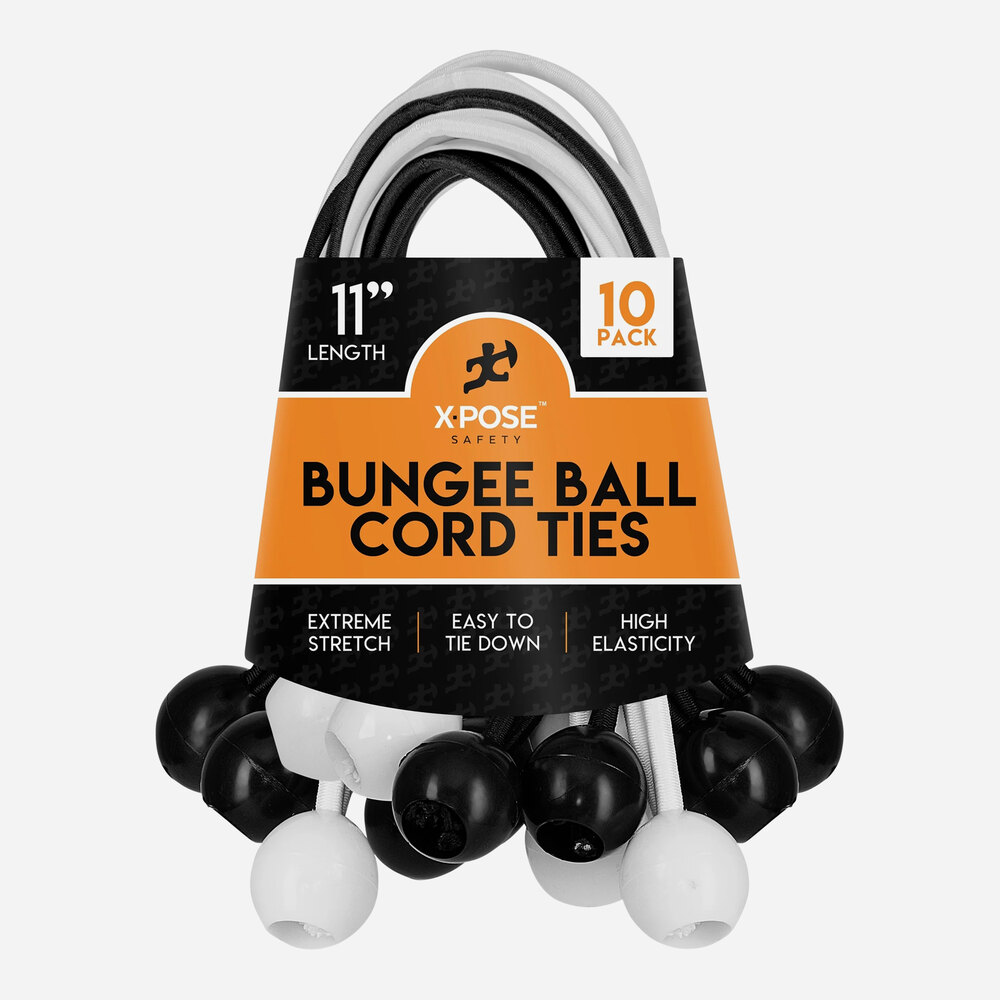 Xpose Safety 11" Assorted Black and White Heavy-Duty Bungee Ball Cords ...